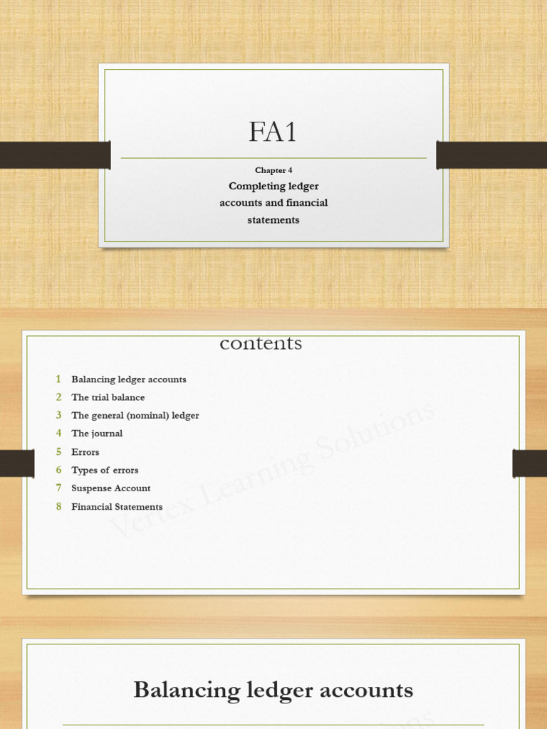 FA1 Chapter4 CompletingLedgerAccountsandFinancialStatements | PDF | Debits And Credits | Bookkeeping