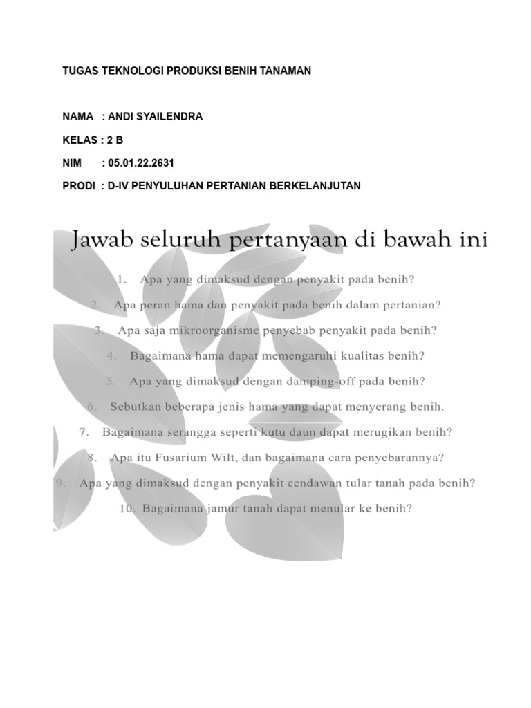 06 - Andi Syailendra - 2B - Tugas Teknologi Produksi Benih Tanaman ...