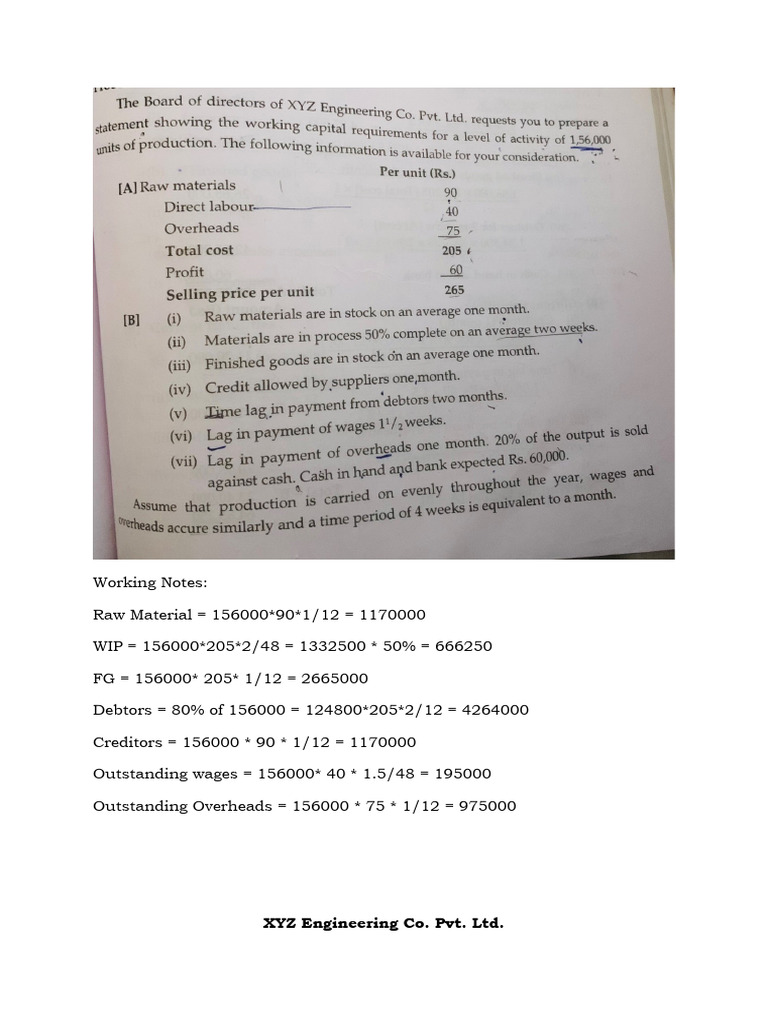 Working Capital Problems | PDF | Working Capital | Current Liability