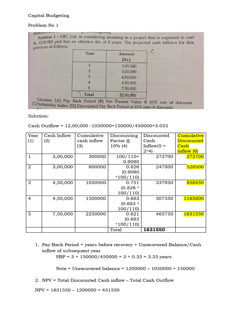 2 Capital Budgeting Problems | PDF | Net Present Value | Capital Budgeting