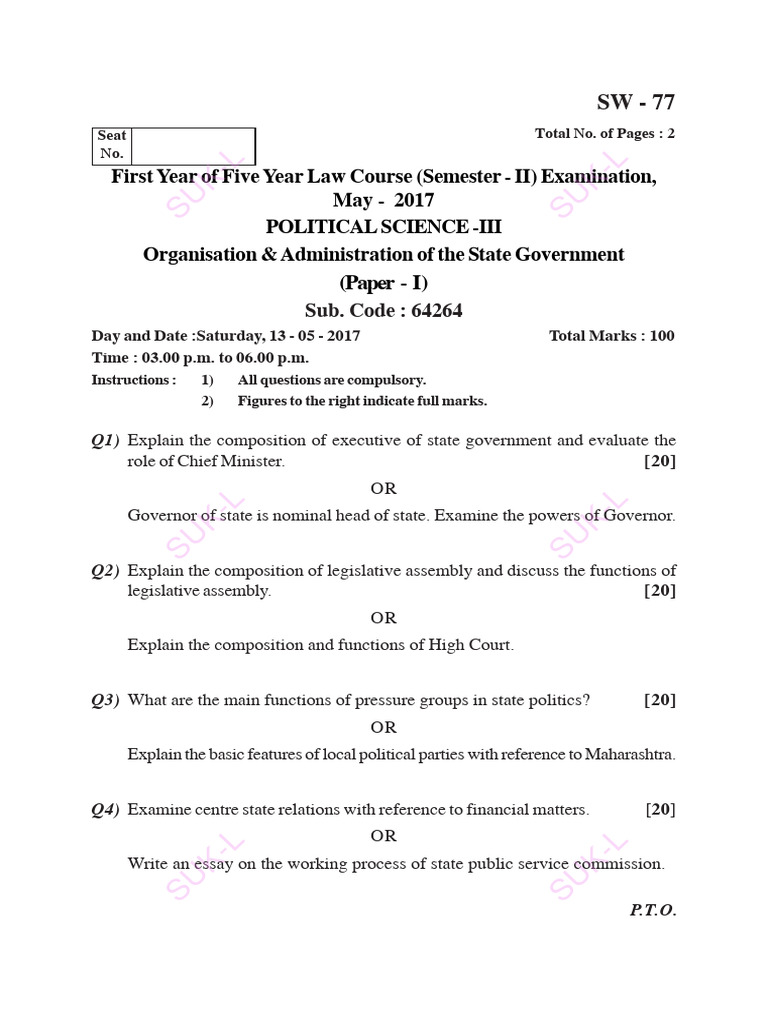 Political Science-Iii Sem-Ii | PDF