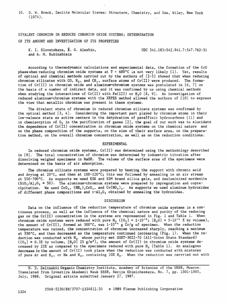 Divalent Chromium in Reduced Chromium Oxide Systems | PDF | Chromium ...