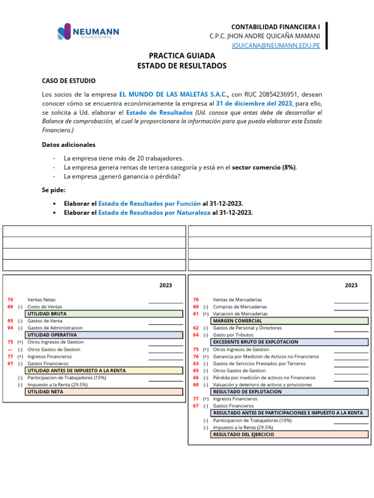 Sesion 23 - 24 - Estado de Resultados_Practica Guiada | PDF | Estado de resultados | Economias