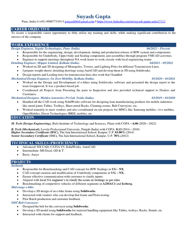 Suyash Gupta - Resume | PDF | Engineering
