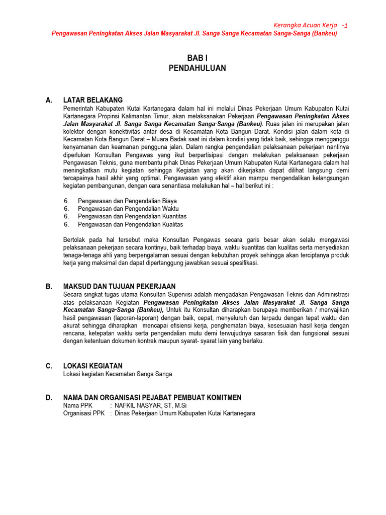 KAK Pengawasan - 2 | PDF