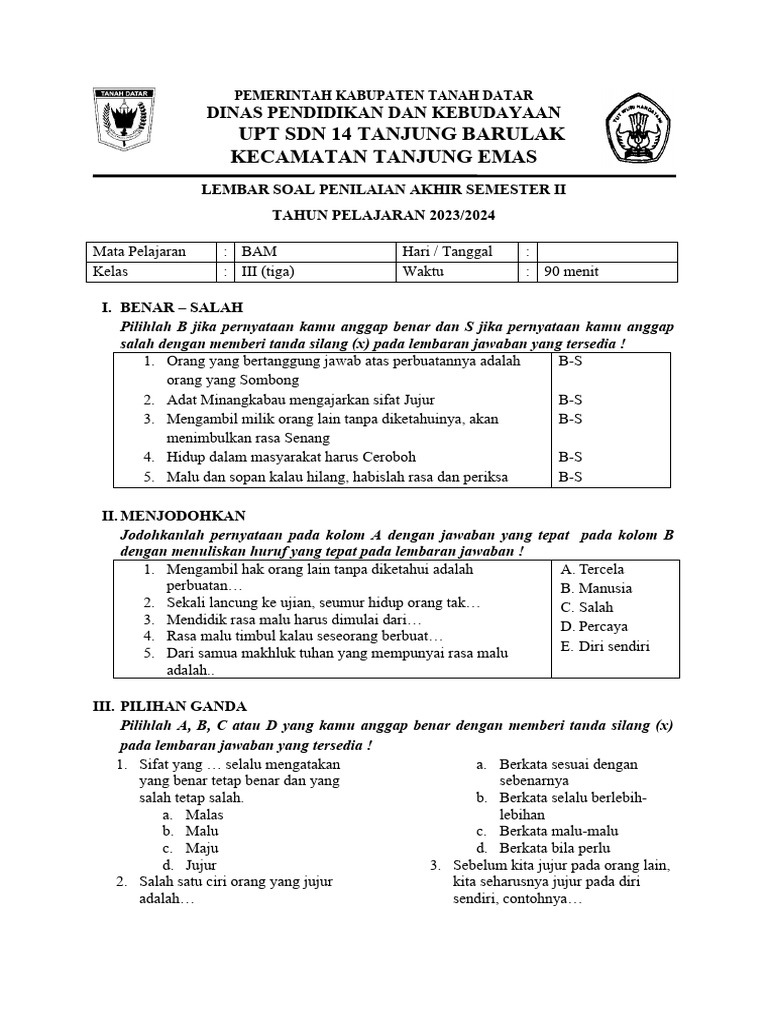 Soal Bam 3 | PDF