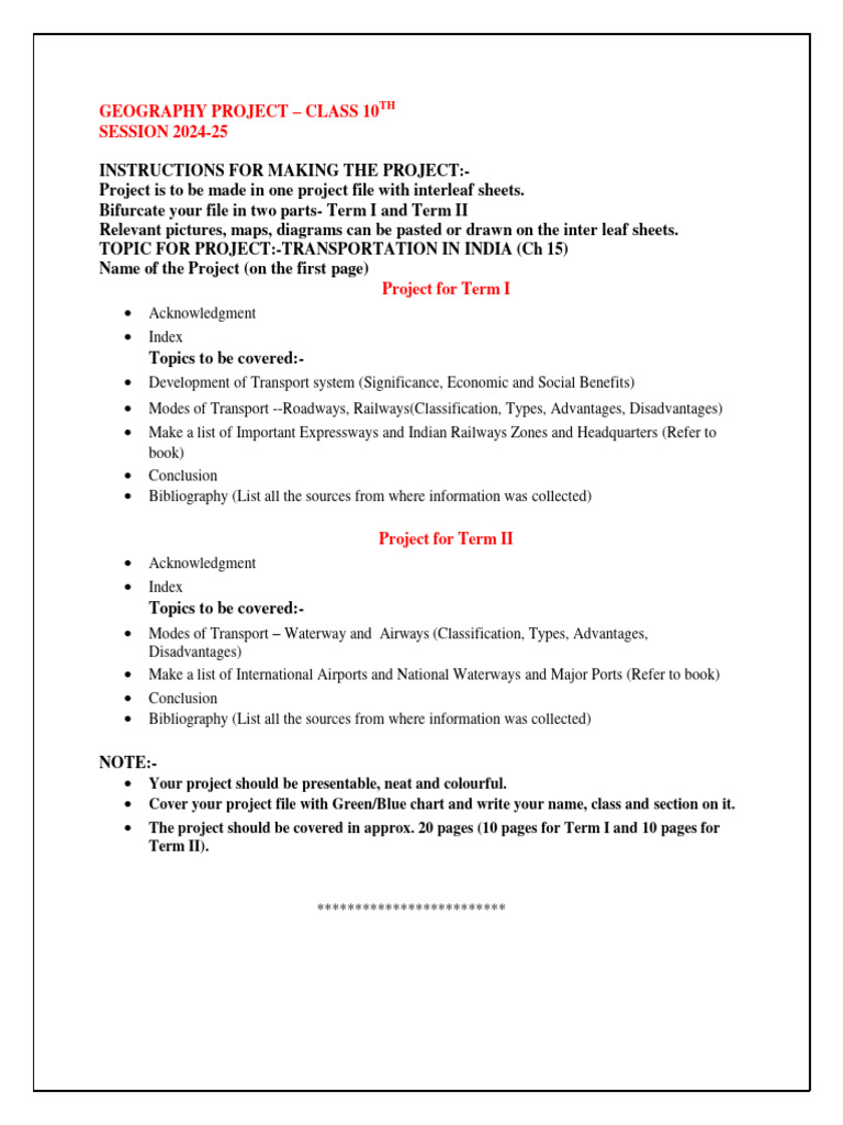 Class 10 Geography Project: Transportation | PDF | Art