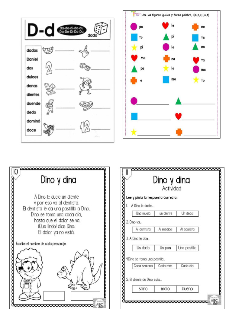 Palabras Con Da de Di Do Du Lectura de Texto y Repaso | PDF