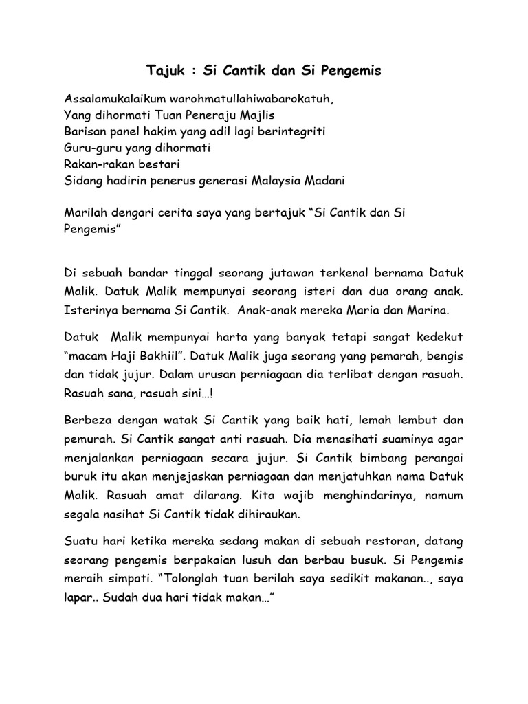 Si Cantik Dan Si Pengemis | PDF | Fiksi Misteri, Thriller, & Kejahatan