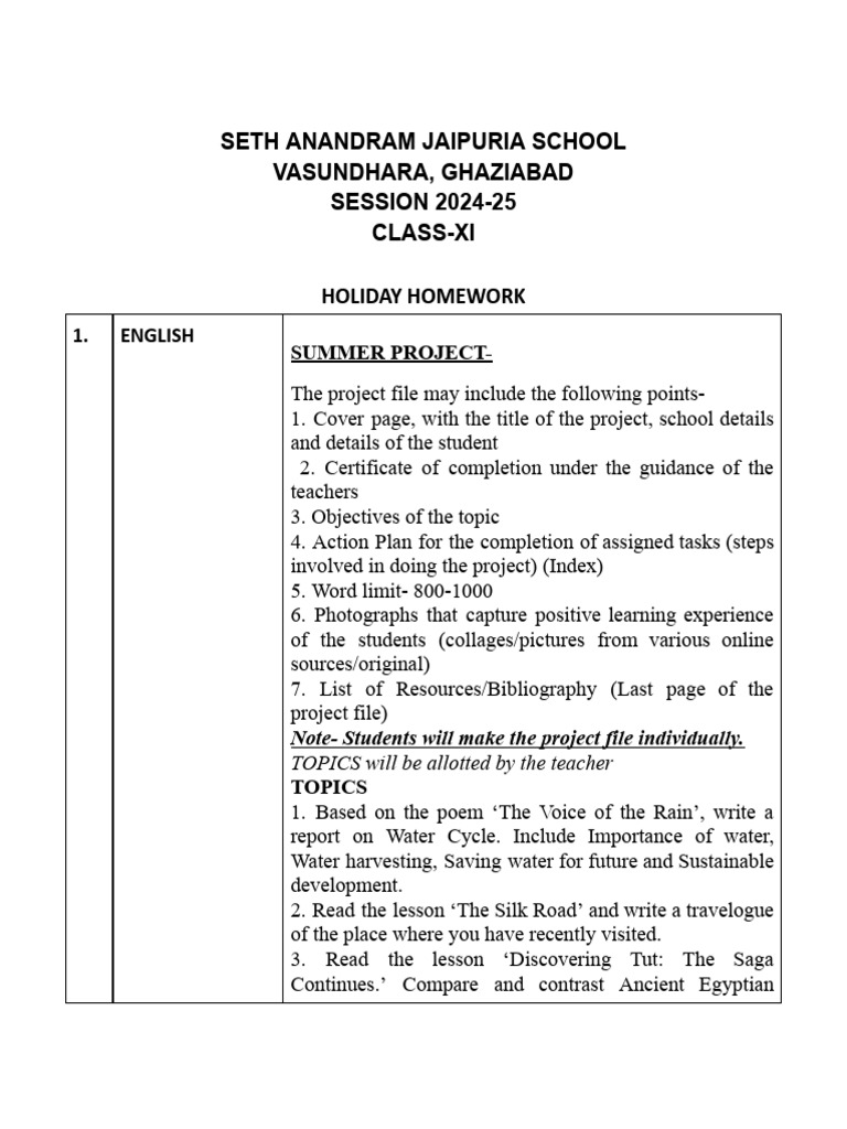 _H.HW CLASS XI -2024-25 (1) | Download Free PDF | Statistics | Psychology