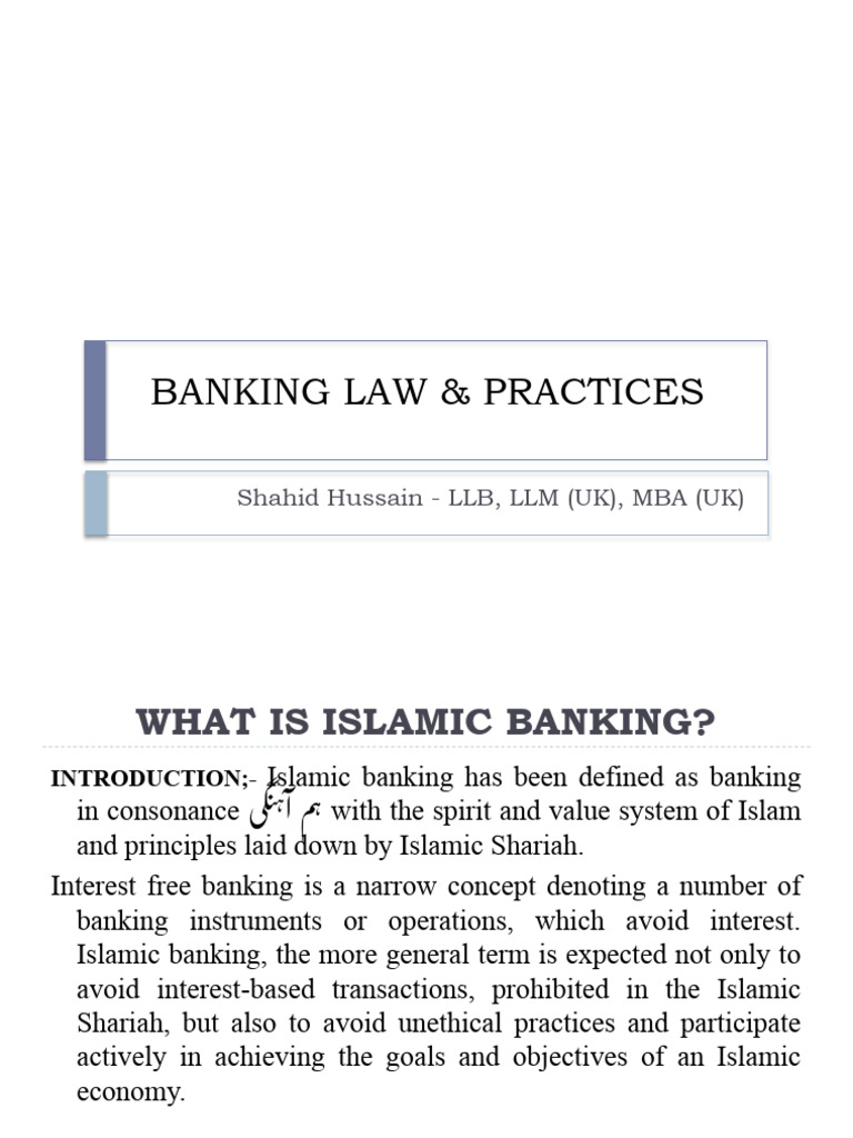 9 - Islamic Banking System | PDF | Islamic Banking And Finance | Money