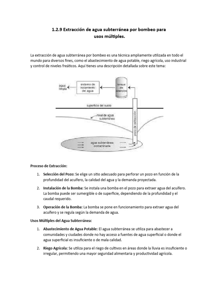 1.2.9 Extracción de Agua Subterránea Por Bombeo para Usos Múltiples | Descargar gratis PDF ...