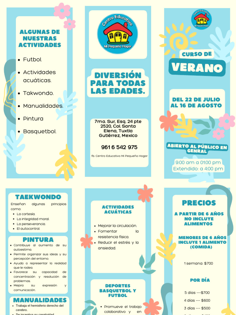 Folleto tríptico campamento de verano ilustrado cool azul | PDF ...