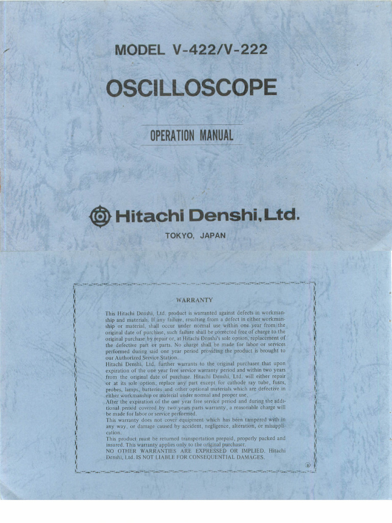 Hitachi - Oscilloscope Model V422 | PDF