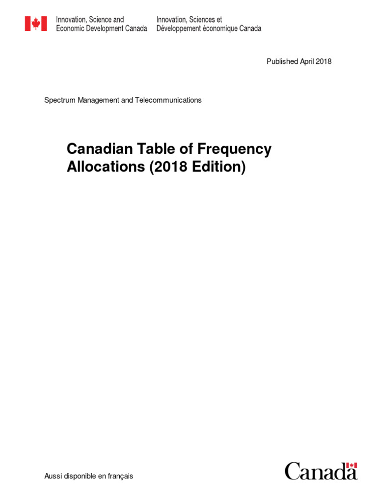 Canada - SMSE 07 18 CTFA 2018 | PDF | Radio Spectrum | Radio