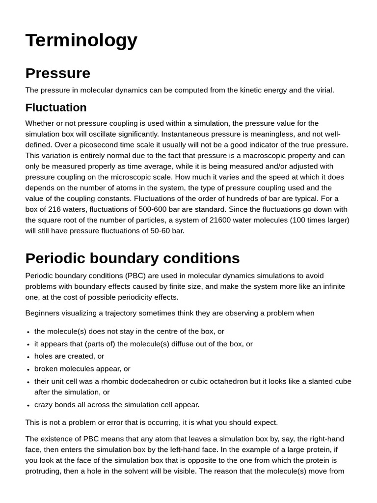Terminology | PDF | Molecular Dynamics | Temperature