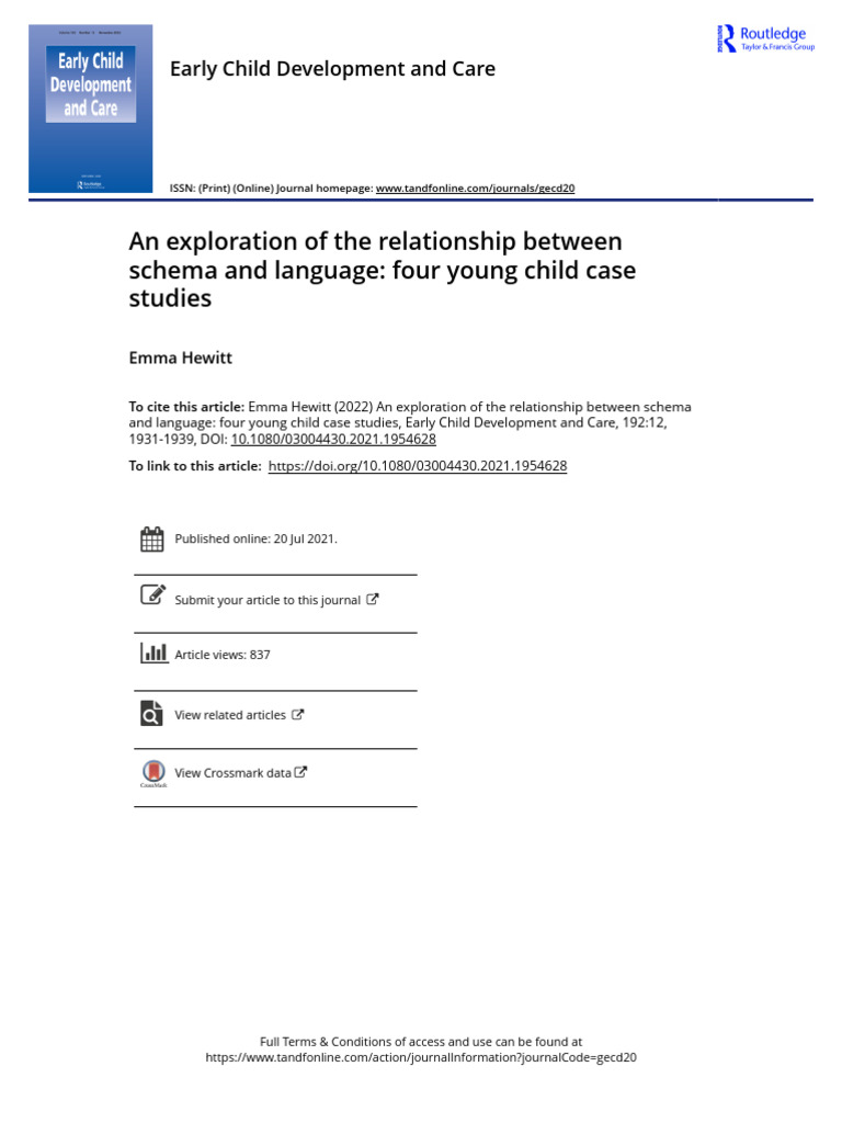 An exploration of the relationship between schema and language four young child case studies ...