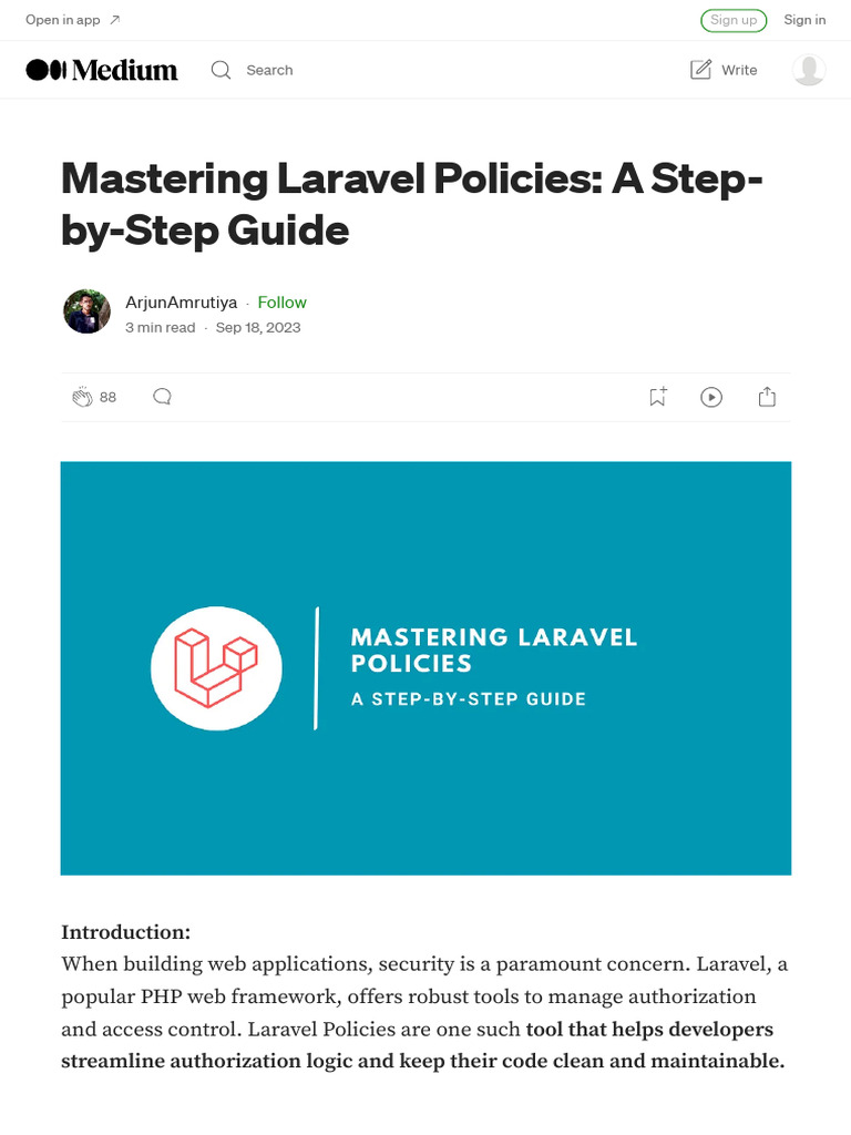 Mastering Laravel Policies - Medium | PDF | Php | Software Mastering Laravel Policies - Medium | PDF | Php | Software