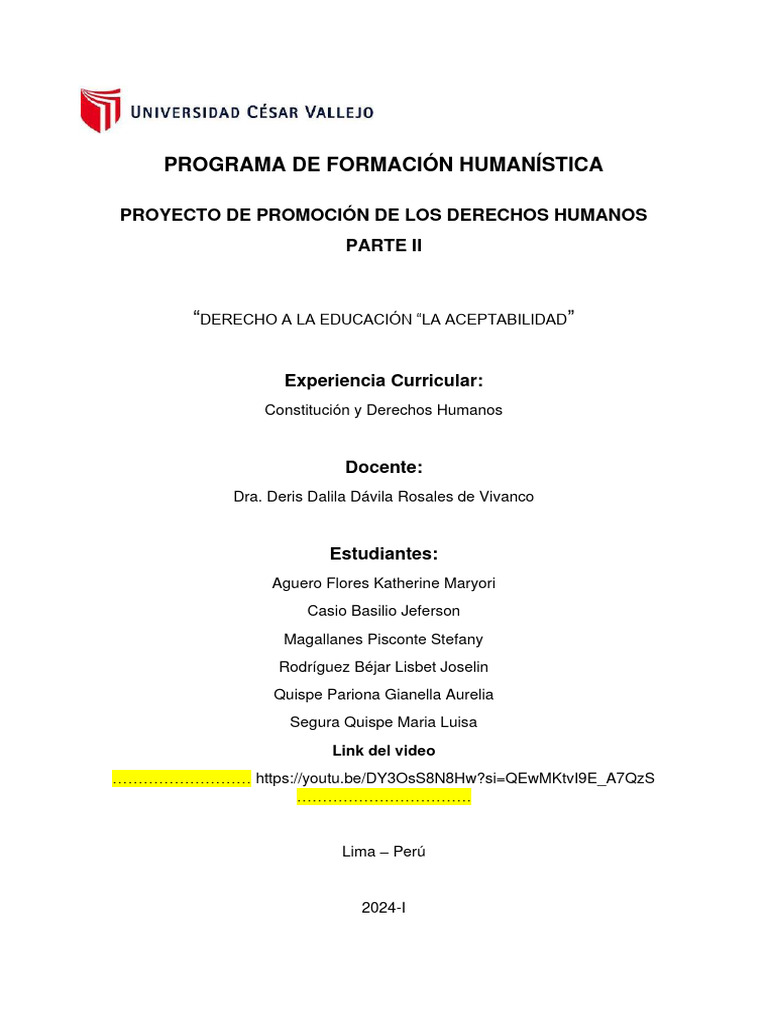 Modelo de Carátula proyecto-PARTE II | PDF