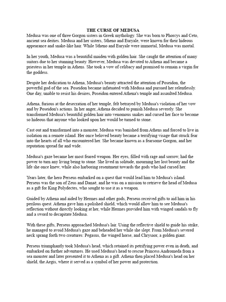 The Curse of Medusa | PDF | Medusa | Athena