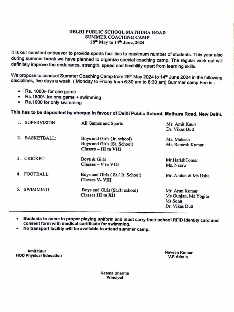 Summer Camp Dps 2024 | PDF