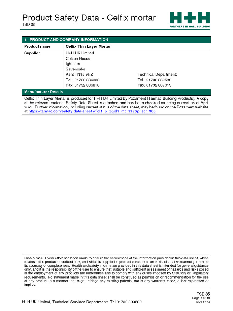 Celfix Mortar Safety Data Sheet | PDF | Dermatitis | Waste