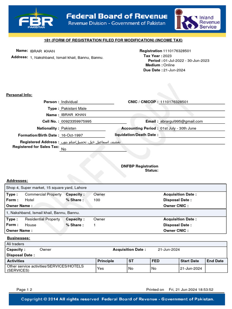 Registration Form1110176328501 | PDF | Taxes