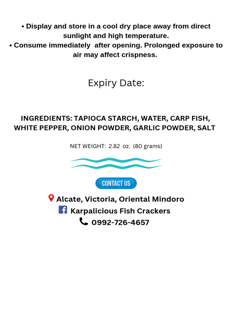 Storage Instructions for Fish Crackers | PDF