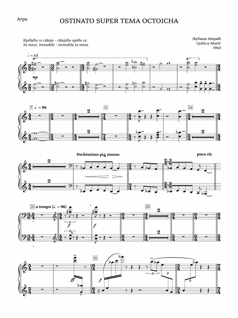 Ljubica Marić - Ostinato Super Tema Octoicha DEONICE | PDF