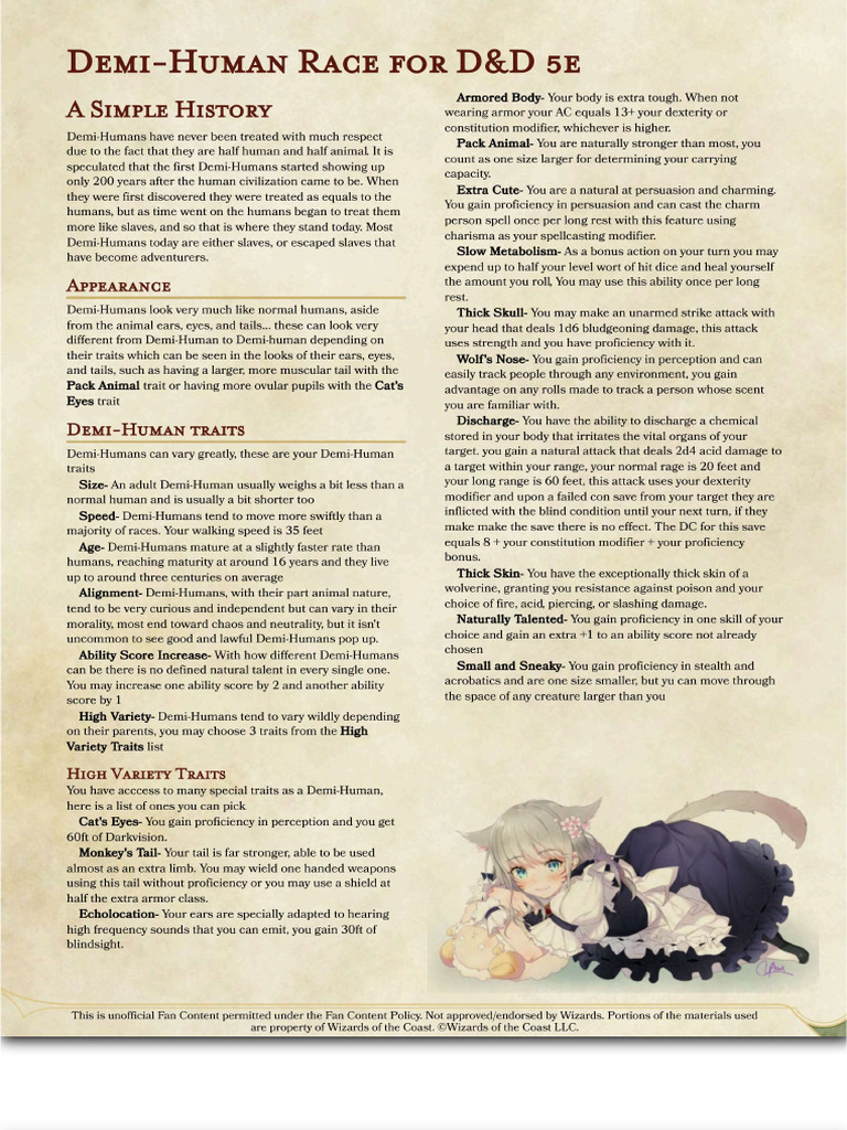 Demi-Human Homebrew | PDF