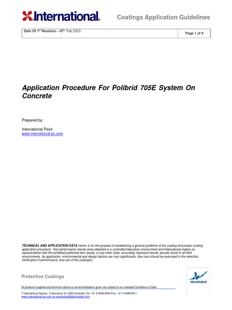 Application Procedure For Polibrid 705E System On Concrete Rev01 | PDF | Concrete | Coating