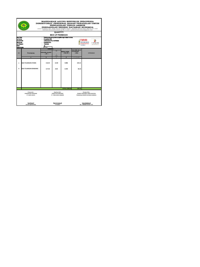 Beck Up Tulangan Slof Power House | PDF