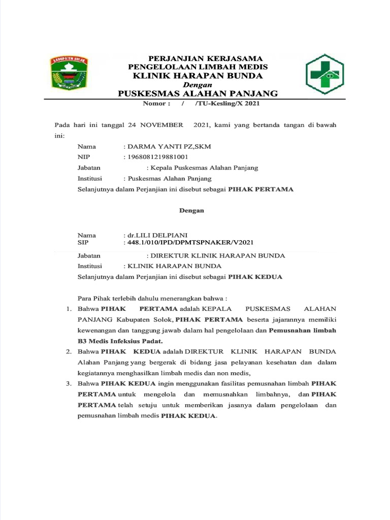 Contoh Mou Limbah Medis Apotek Kf Dr Yessy Pdf