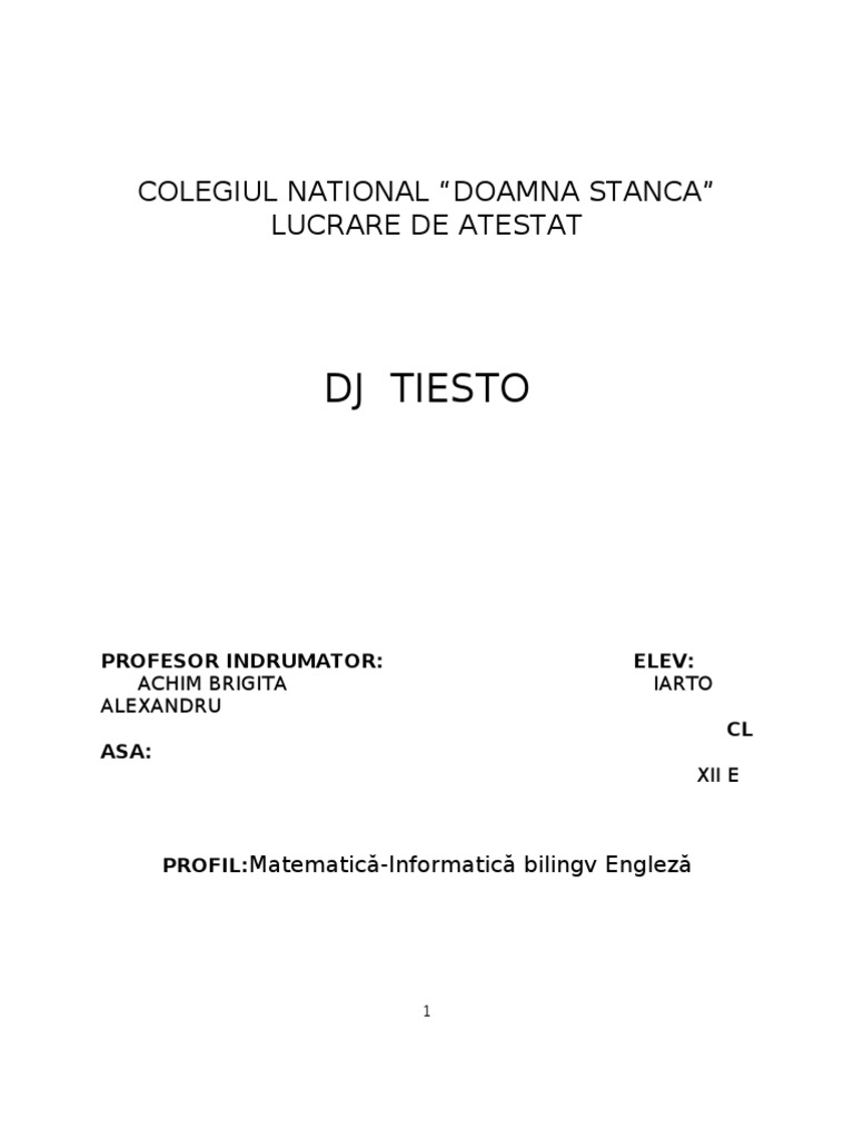 Atestat Engleza (With Love Alex Iarto) | PDF | Electronic Music | Leisure