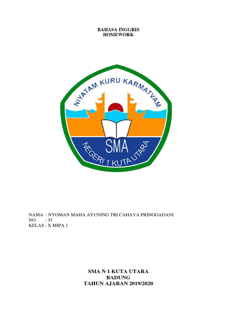 Bahasa Inggris (W) - X Mipa 1 - 35-Maha Ayuning | PDF | Indonesian Language