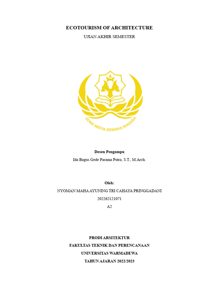 A2 - 202262121071 - Nyoman Maha Ayuning Tri Cahaya Pringgadani | PDF | Tourism | Natural Environment