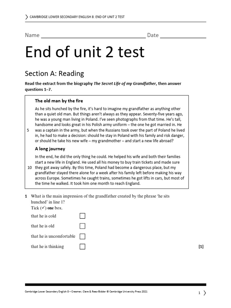 LS English 8 Unit 2 Test | PDF
