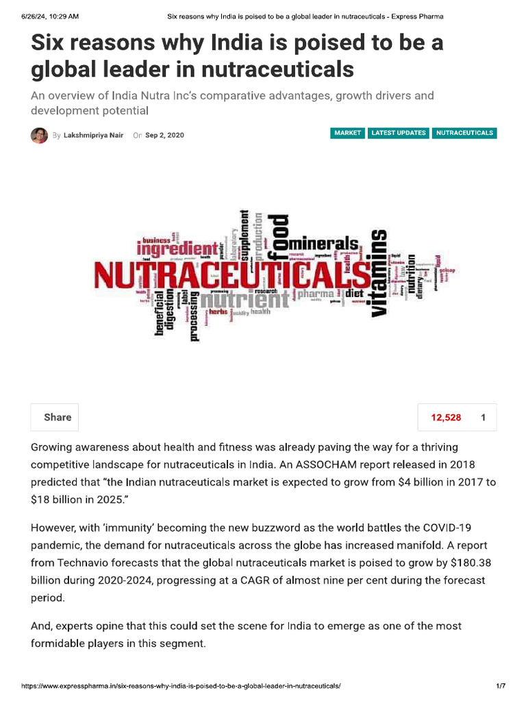 Six Reasons Nutra in India Global Leader | PDF