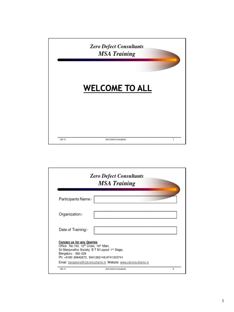 MSA IV Edition Training 081110 | PDF | Statistics | Measurement