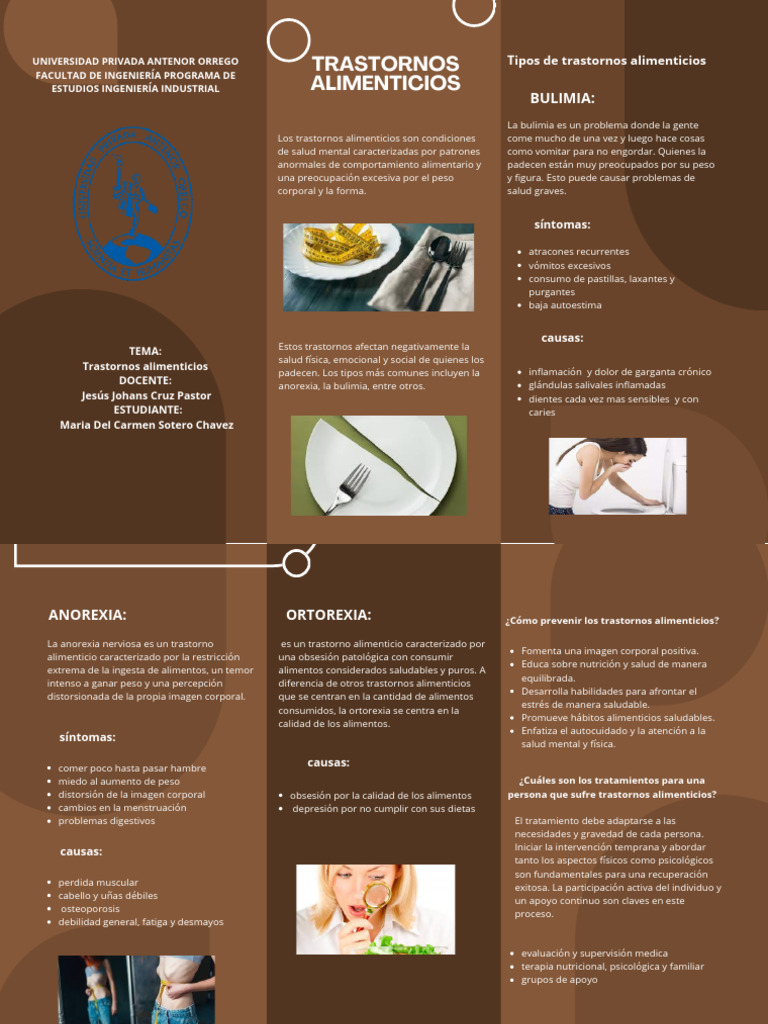 Tríptico - Trastornos Alimenticios | PDF | Desorden alimenticio | Bulimia nerviosa