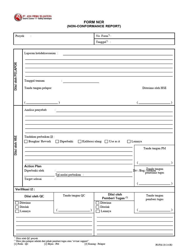 Laporan Ketidaksesuaian Proyek NCR | PDF