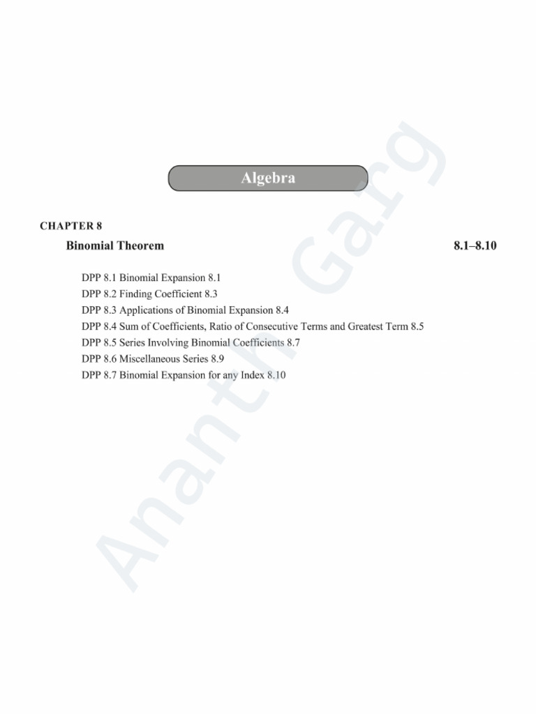 Binomial Theorem DPP | PDF