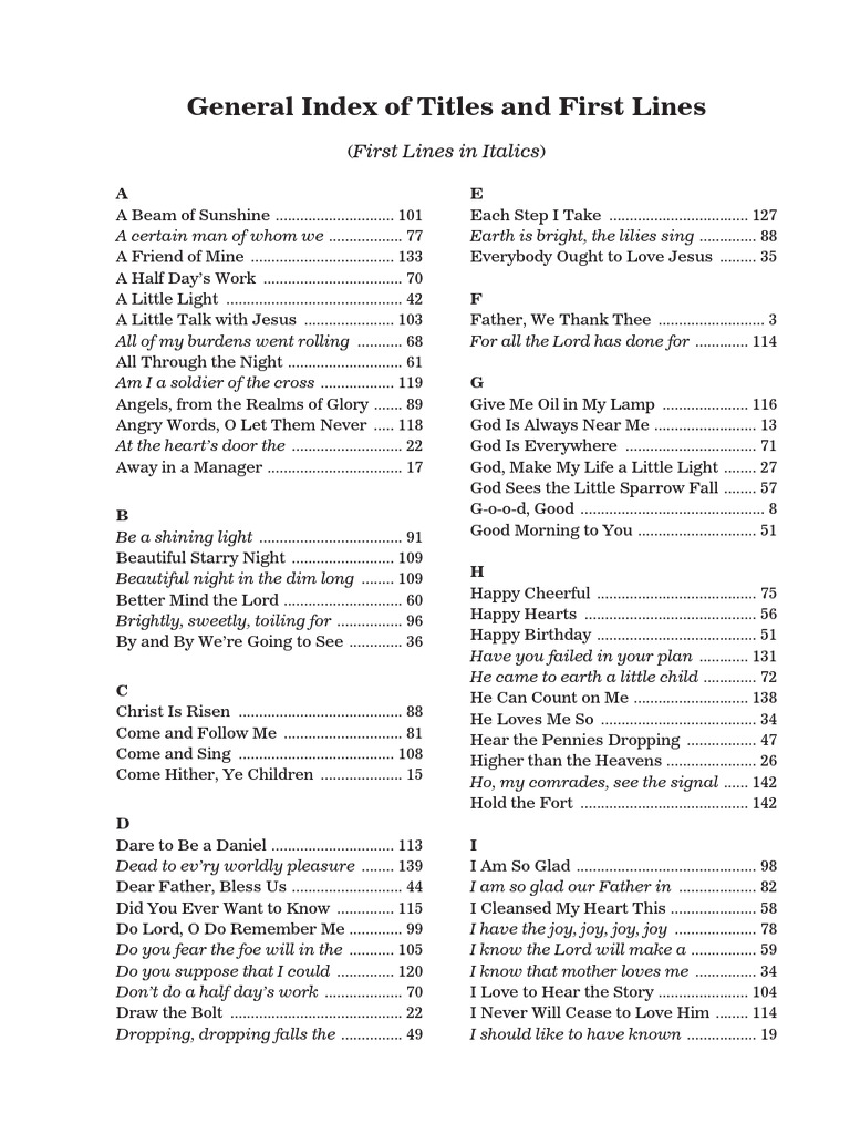 VBS Songbooks Silver Gems Song Titles | PDF | Jesus