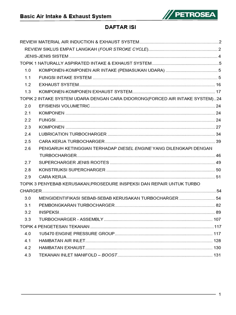 Basic Air Intake System Manual Book (INA) | PDF