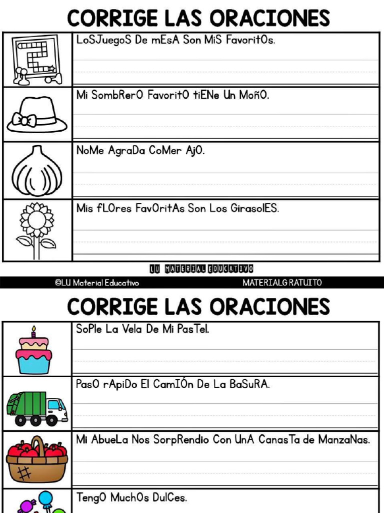 Corrige Oraciones | PDF