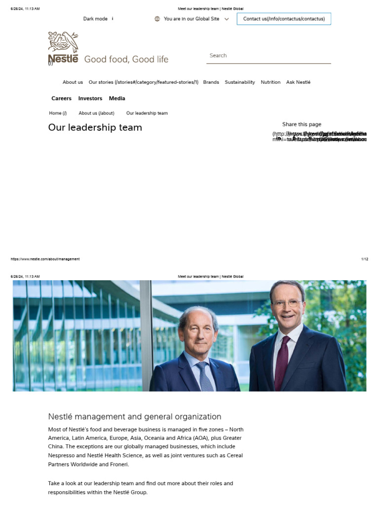 Nestle Leadership team | Download Free PDF | Nestlé | Business Economics