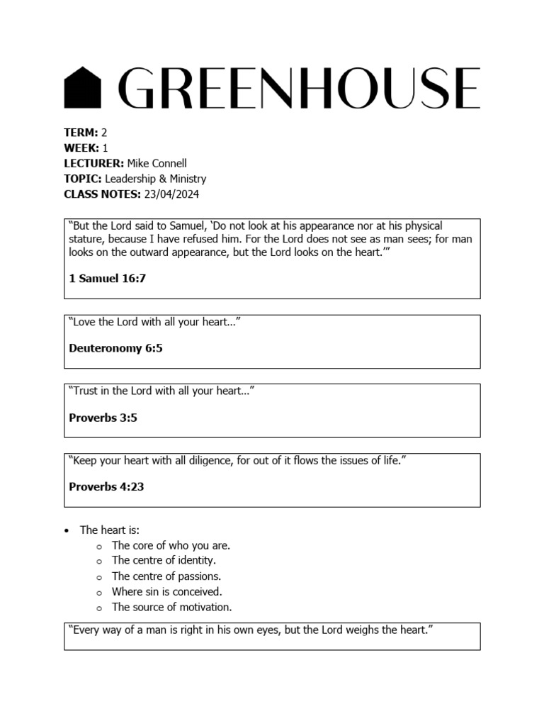 GH24 - T2W1 - MC - Leadership & Ministry - Notes | PDF | Religious ...