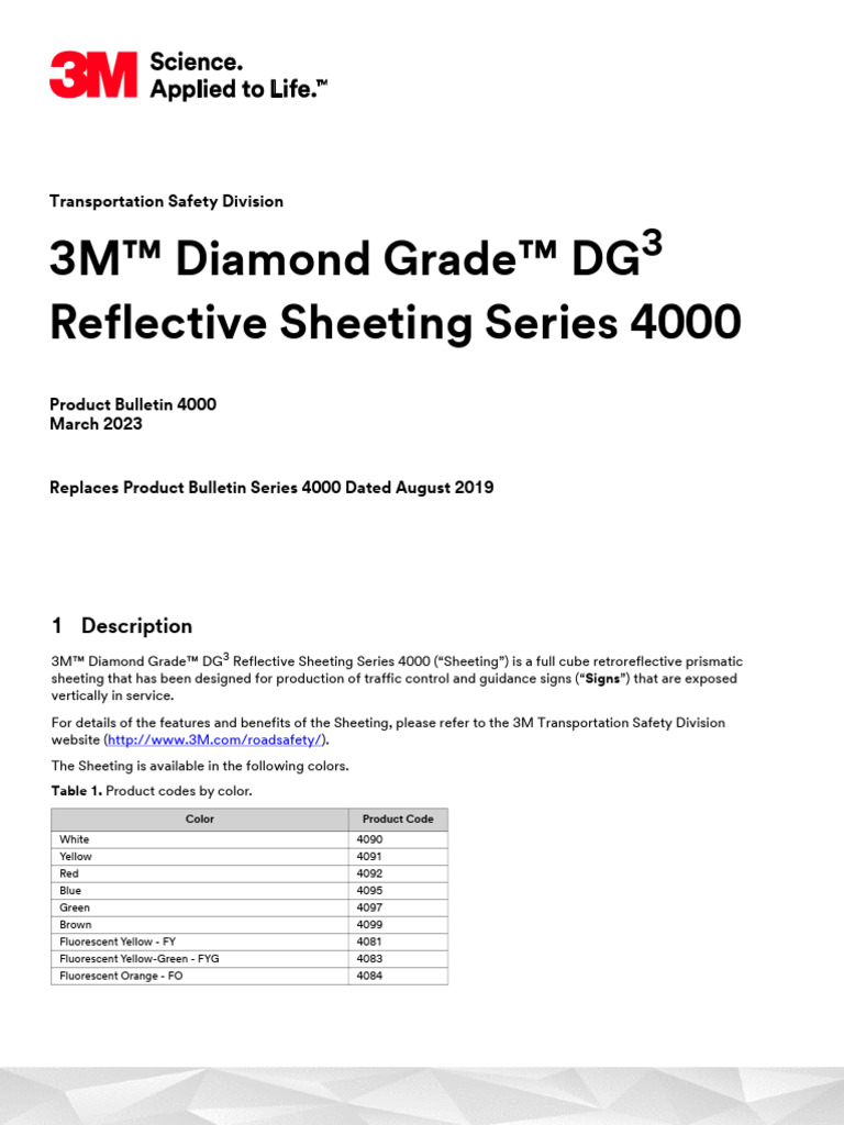 3M Diamond Grade Yellow Green Data Sheet | Download Free PDF | Legal ...