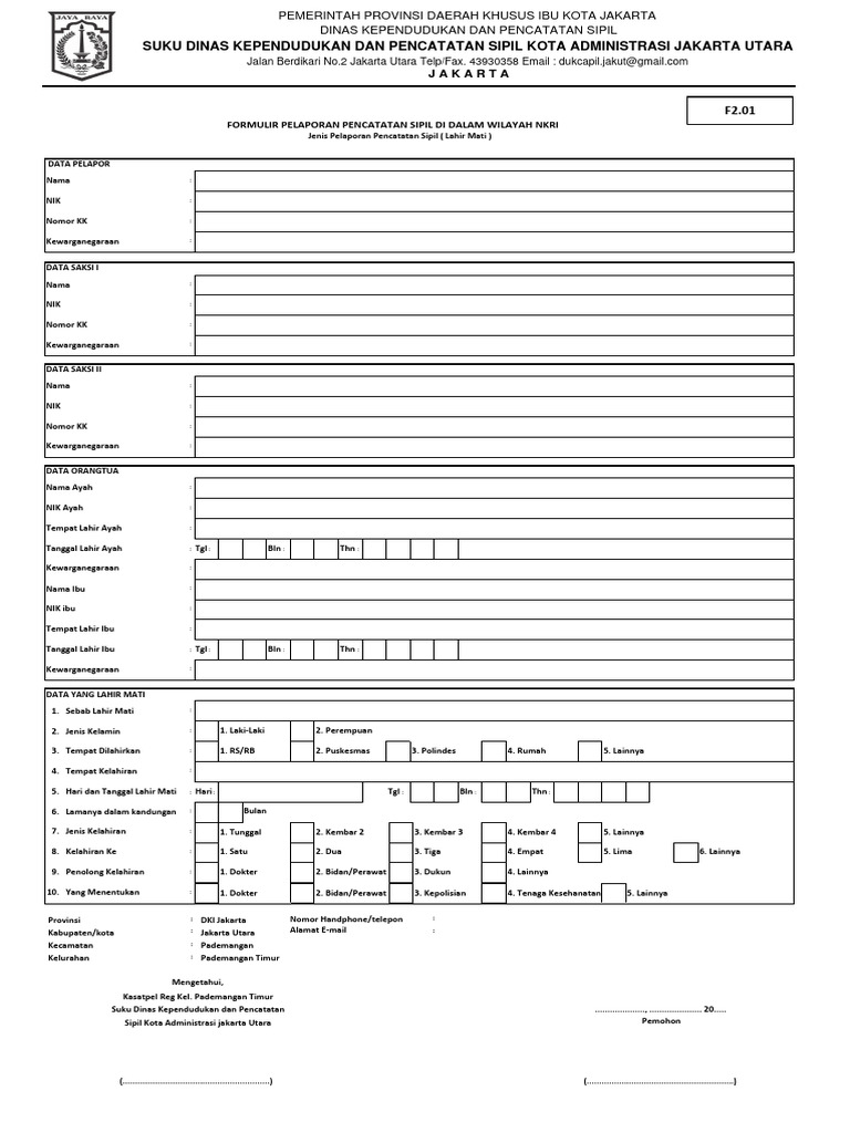 Formulir F2.01 Lahir Mati | PDF