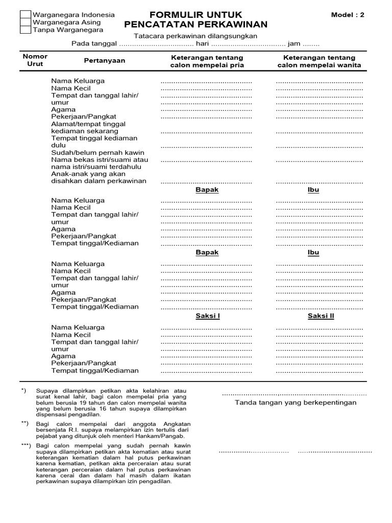 Formulir Pencatatan Perkawinan Indonesia | PDF | Memasak, Makanan, & Anggur